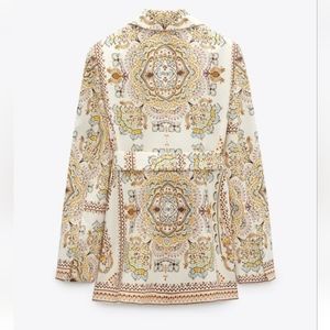 Zara | Jackets & Coats | Zara Printed Linen Blazer | Poshmark